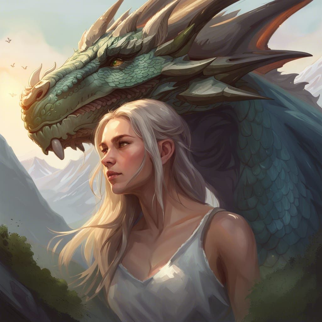 A girl bonding with a dragon - AI Generated Artwork - NightCafe Creator