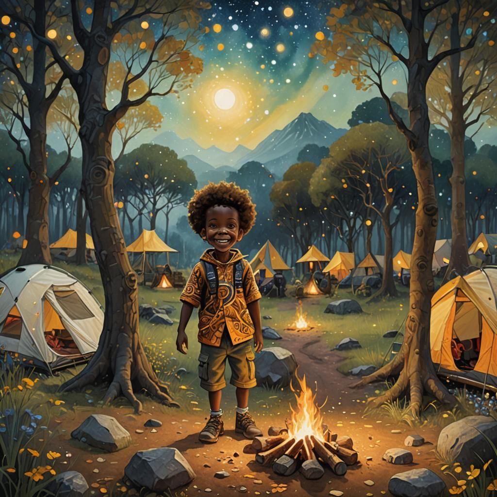 Fireflies in camp - AI Generated Artwork - NightCafe Creator