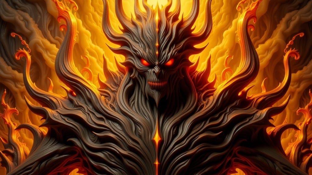 Dark Fantasy Concept Art: Hellish Creature in Smok... - AI Art