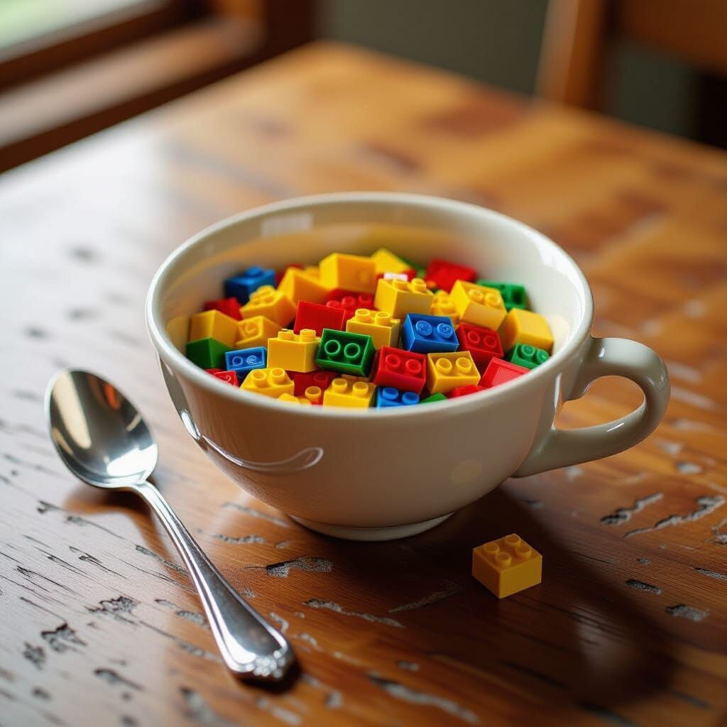Legos, breakfast of champions - Legos in Cereal Bowl: Photor...
