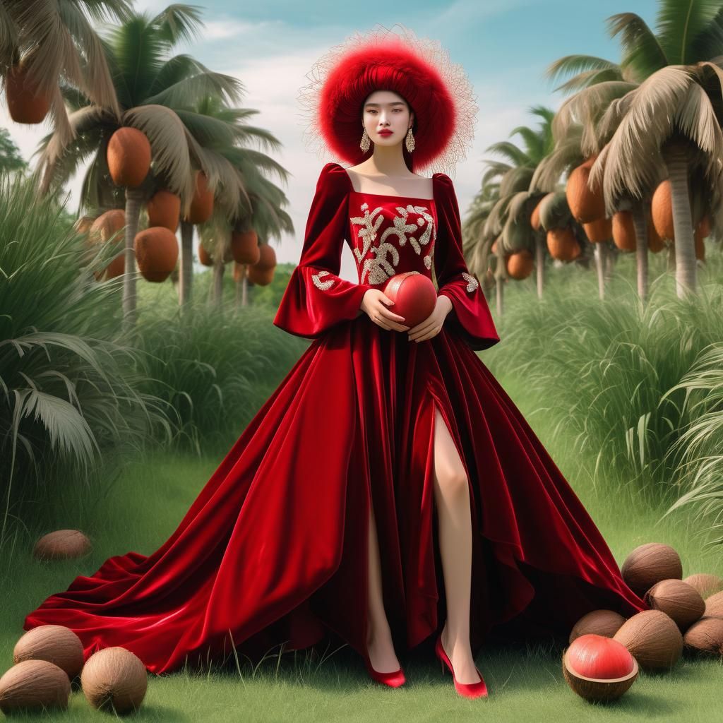 Red Wide Evening Gown Realistic & Creative. Redone. - AI Generated Artwork - NightCafe Creator