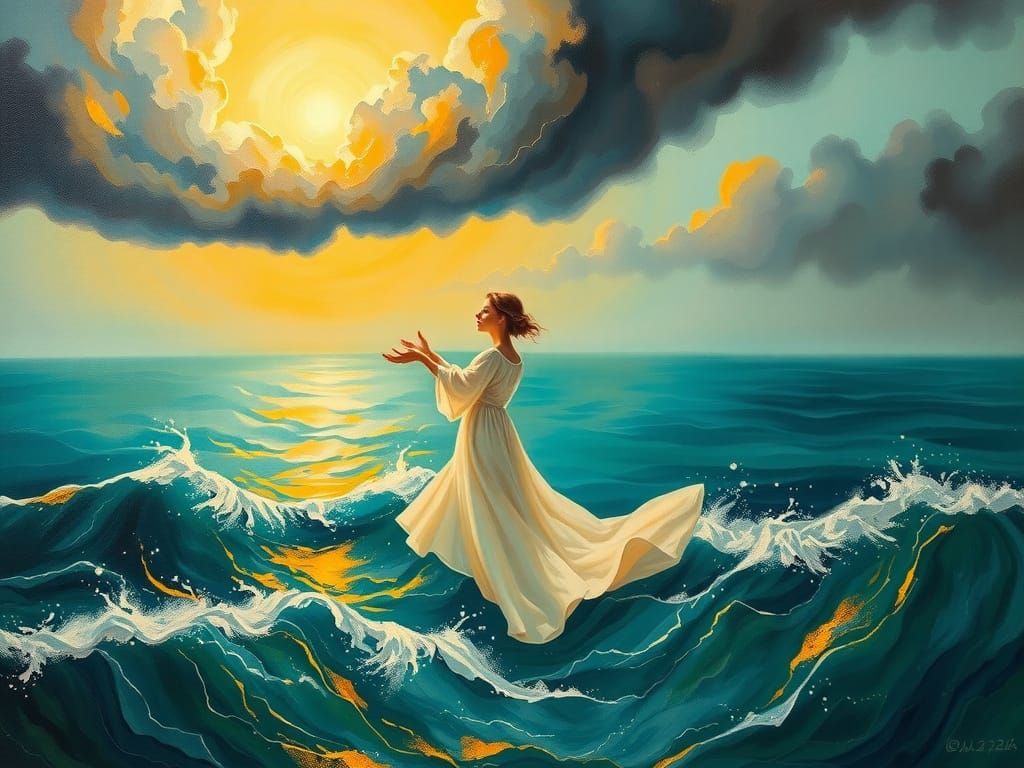 Surreal Goddess Emerges from Turquoise Sea in Drea... - AI Art