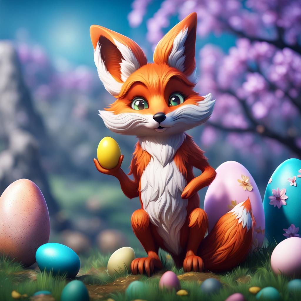 Easter Fox with Eggs - AI Generated Artwork - NightCafe Creator