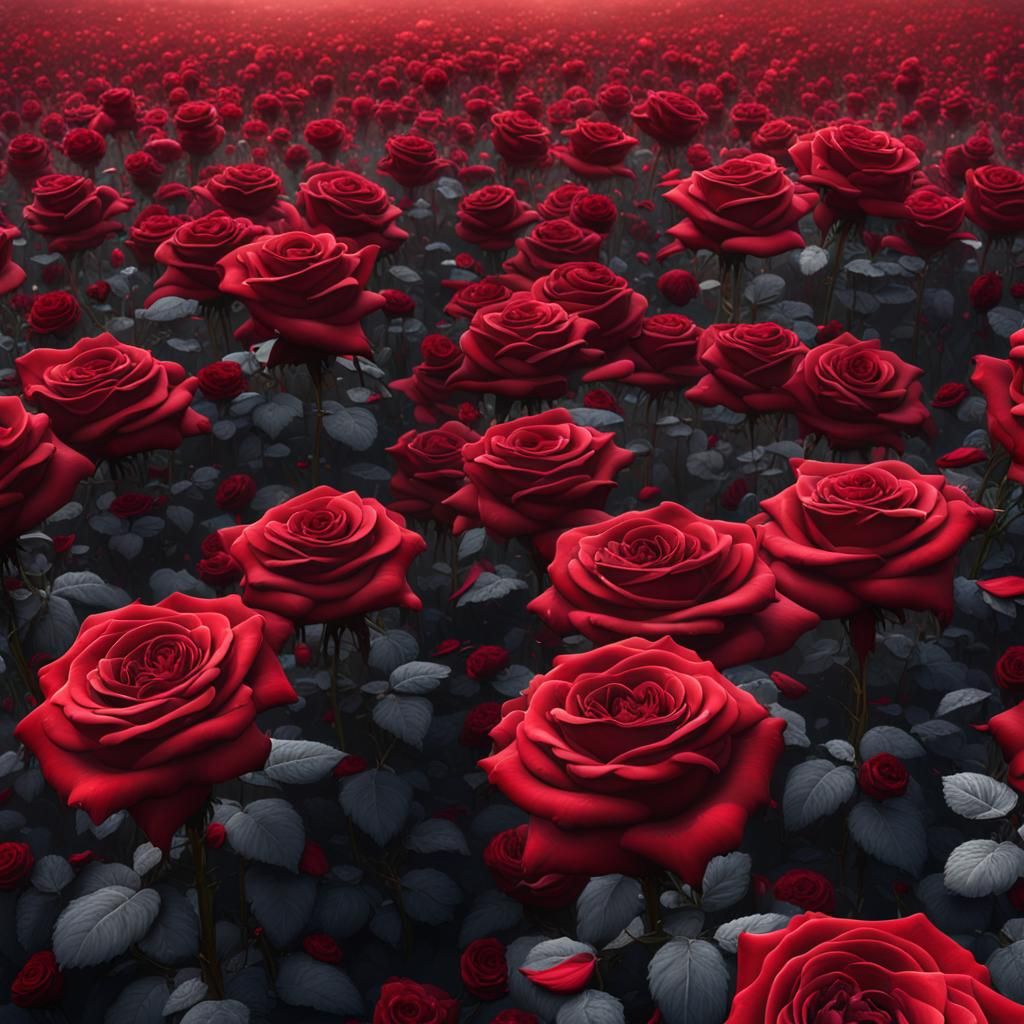A red rose field - AI Generated Artwork - NightCafe Creator