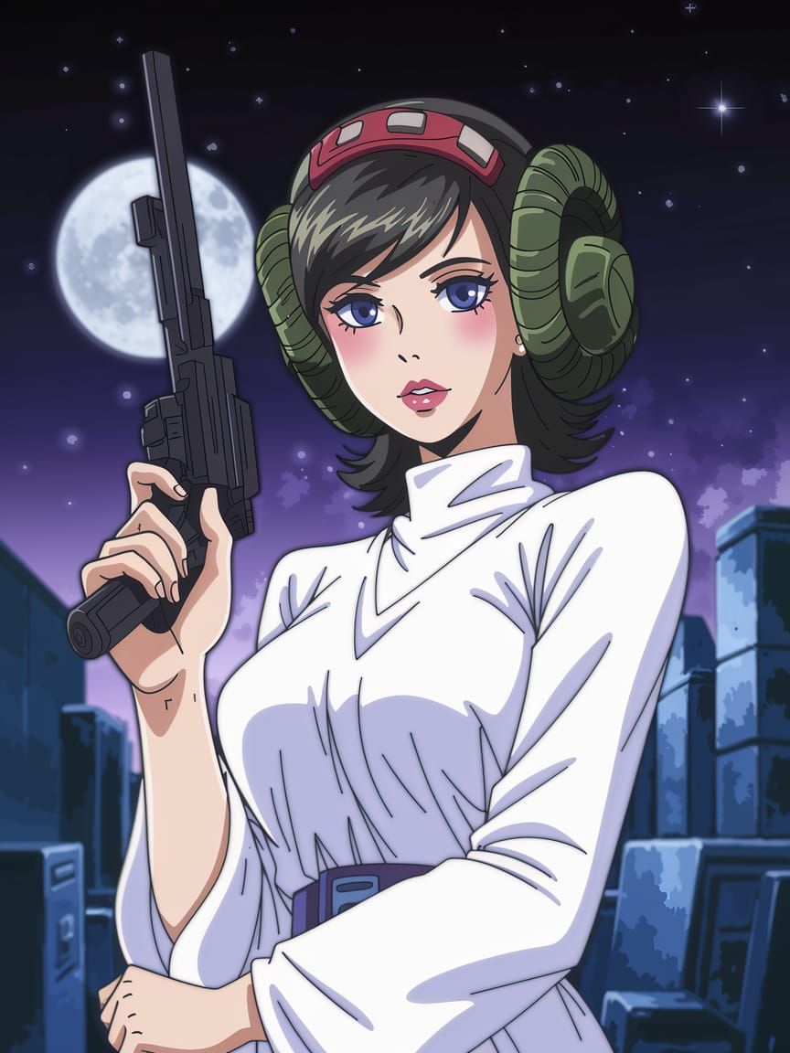 Anime Princess Leia in the Style of City Hunter - AI Art