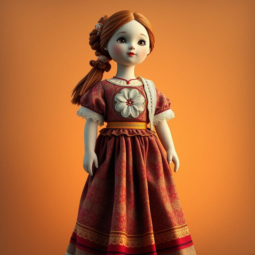 Lanzarote Island Rag Doll in Traditional Attire - AI Art