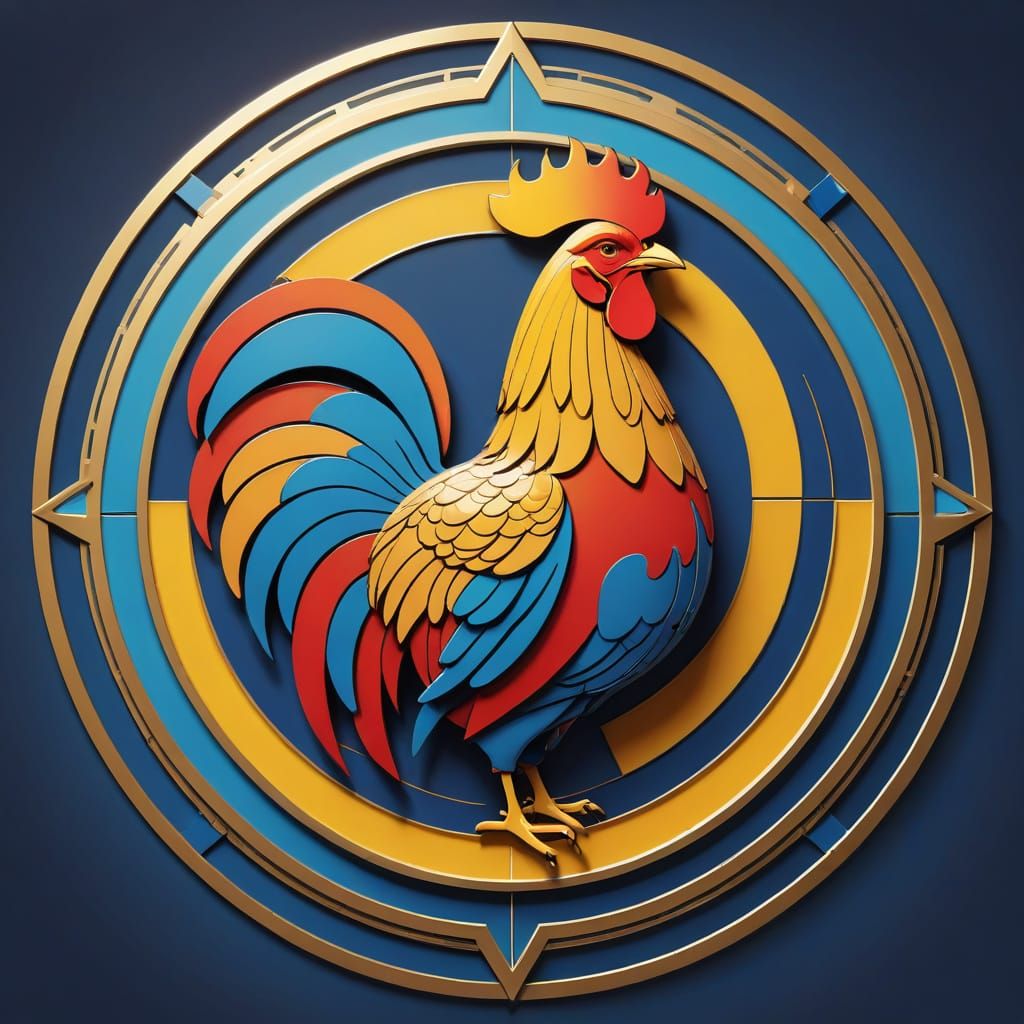 Chicken Shield Emblem in Vibrant Pop Art Style - AI Art