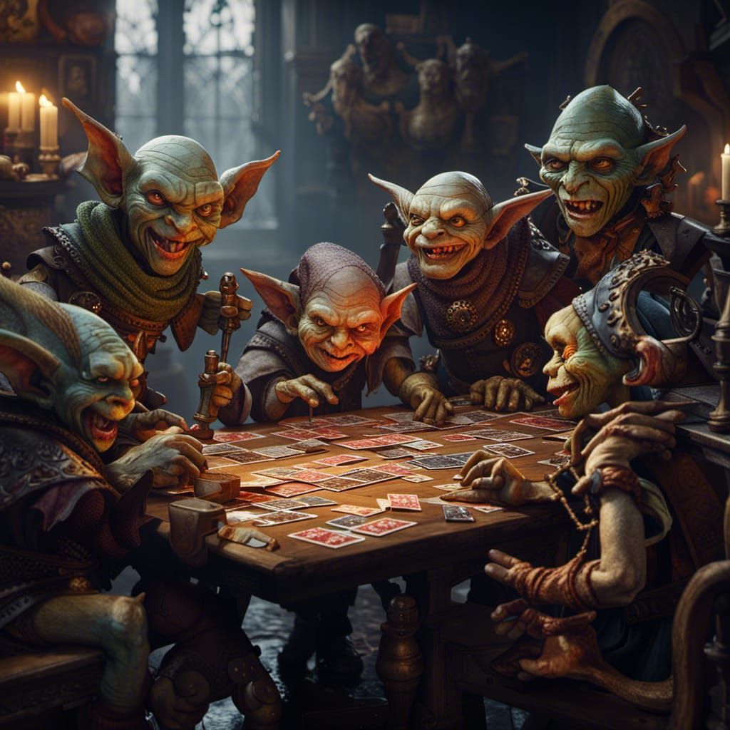 Um grupo de goblins jogando um jogo de cartas - AI Generated Artwork ...