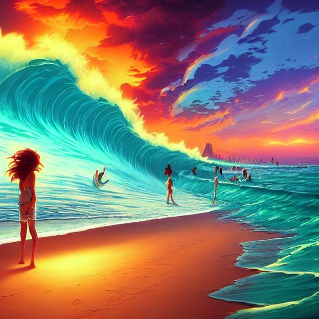 Beach Fun - AI Generated Artwork - NightCafe Creator