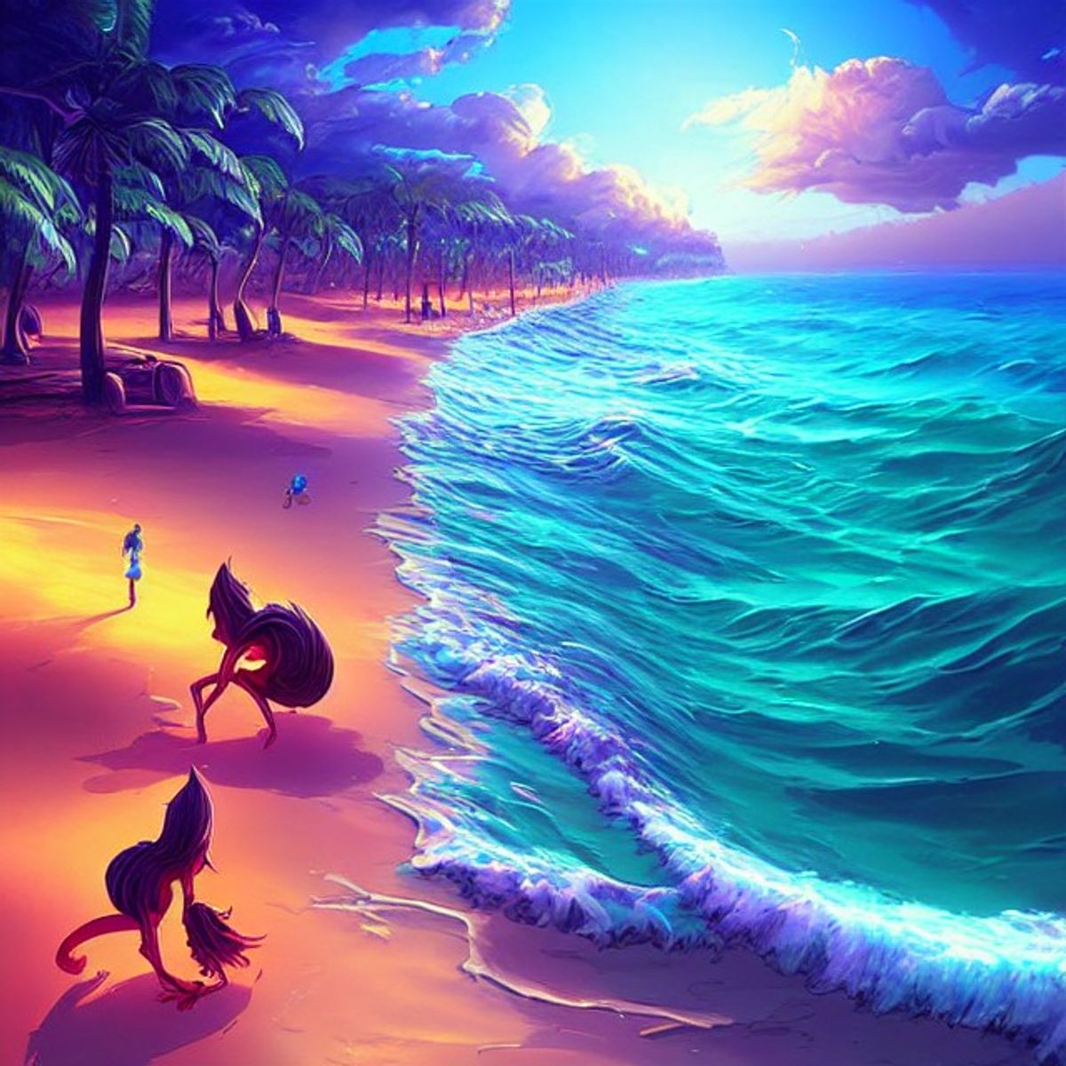 Beach Fun - AI Generated Artwork - NightCafe Creator