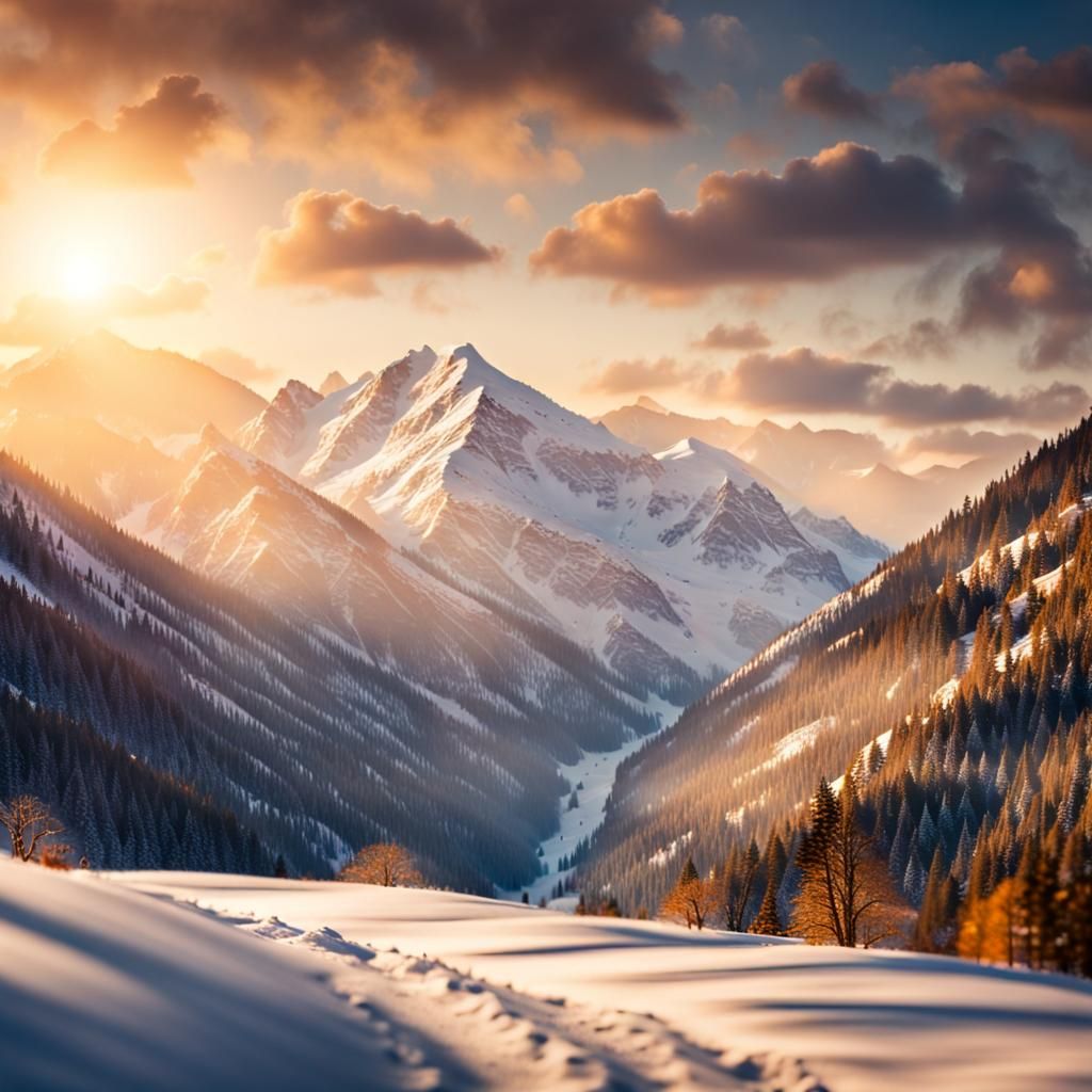 Snowy mountains - AI Generated Artwork - NightCafe Creator