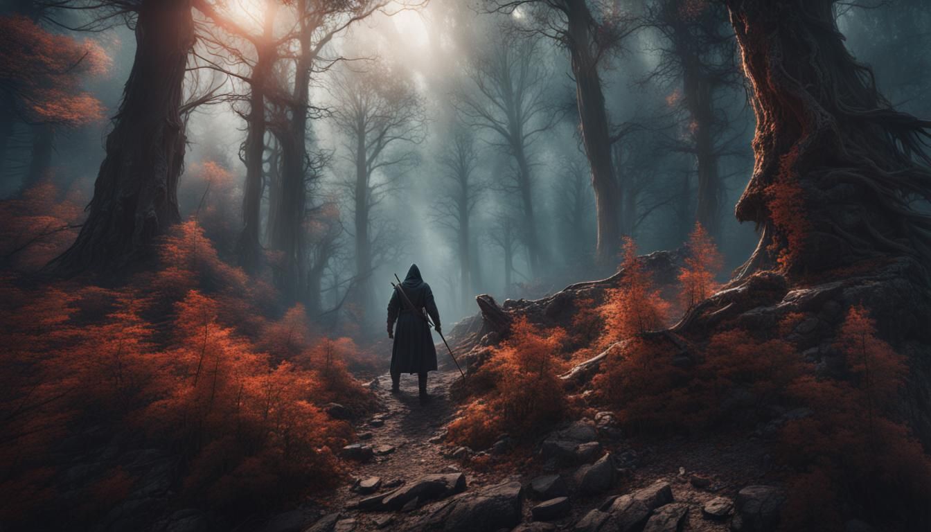 Lone wanderer in the forest - AI Generated Artwork - NightCafe Creator