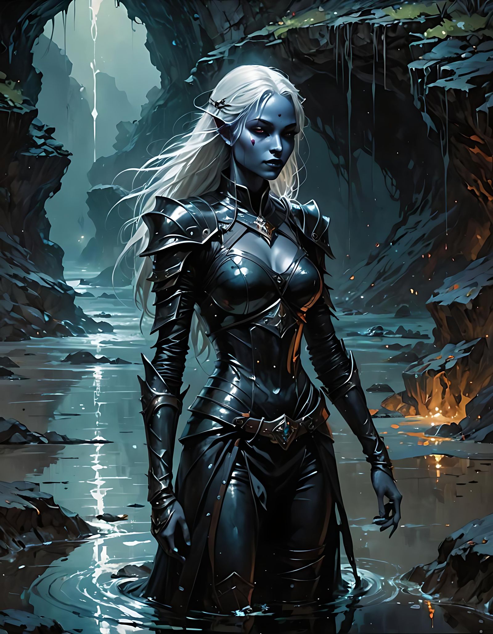 Drow in Underdark tide pools - AI Generated Artwork - NightCafe Creator