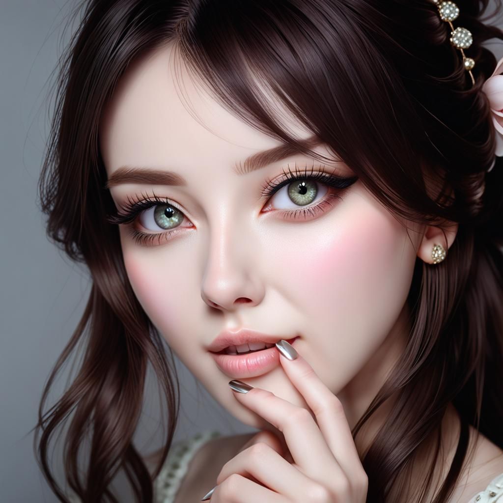 Portrait study, closeup on cute face #1 - AI Generated Artwork ...