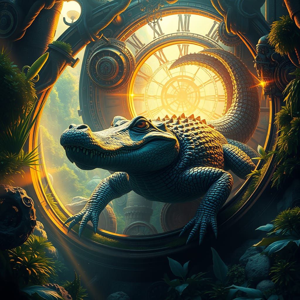 Croc around the clock - Ancient Crocodile Amidst Timeless C...