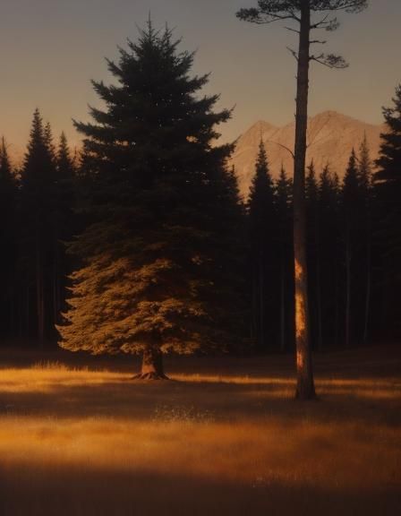 :"Large fir tree" in front of the 2 others stands out with its colors ...