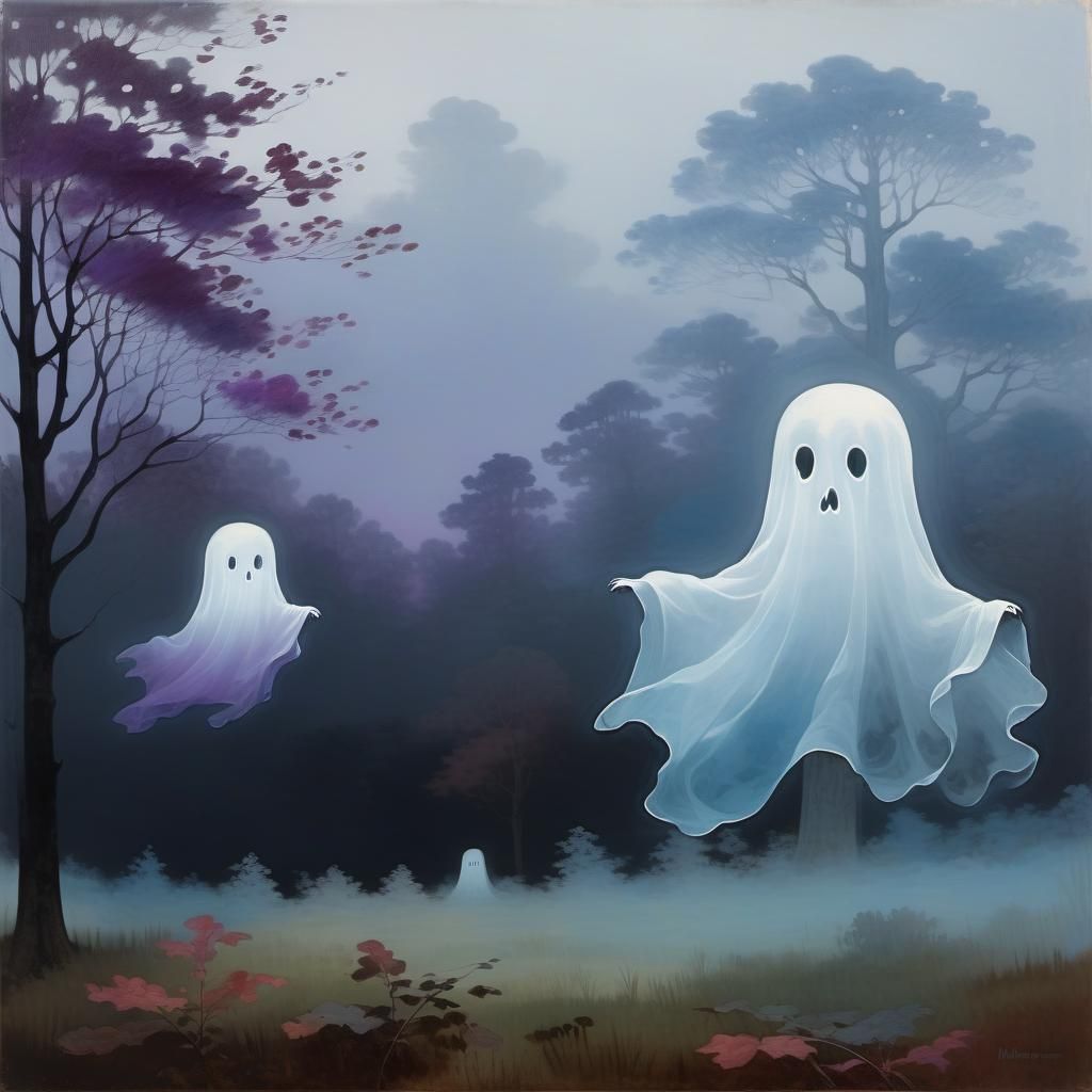 Ghosts in the garden - AI Generated Artwork - NightCafe Creator