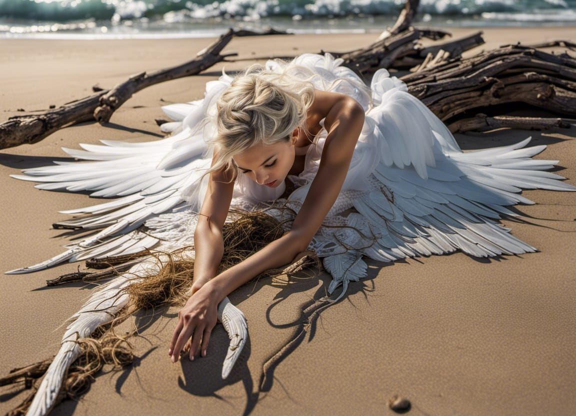 Fallen angel, light - AI Generated Artwork - NightCafe Creator