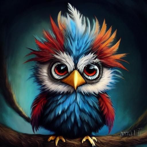 Cute and fluffy tiny baby bird by Andy Kehoe and Tim Burton. Big sad ...