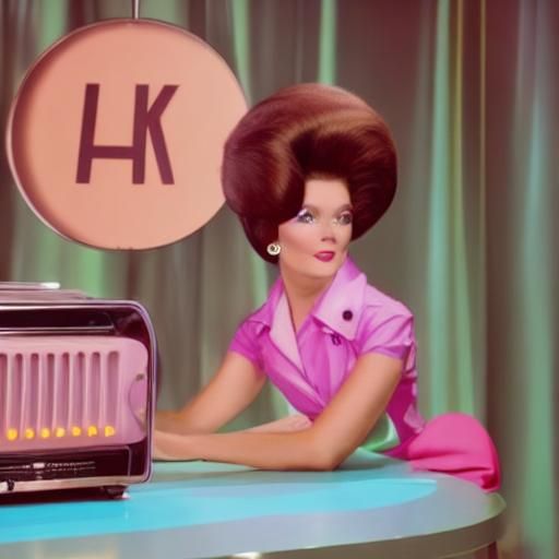 Anthropomorphized Pompadour Hairdo Woman In Lurid 4k Technicolor Hyper Realistic Detail Retro