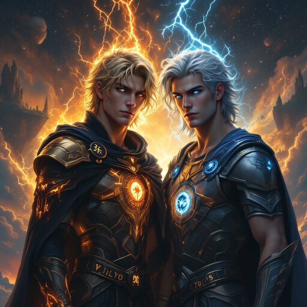 Mythic Cosmic Realm: Two Powerful Fantasy Characte... - AI Art