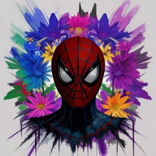 spiderman fused with flowers - AI Generated Artwork - NightCafe Creator