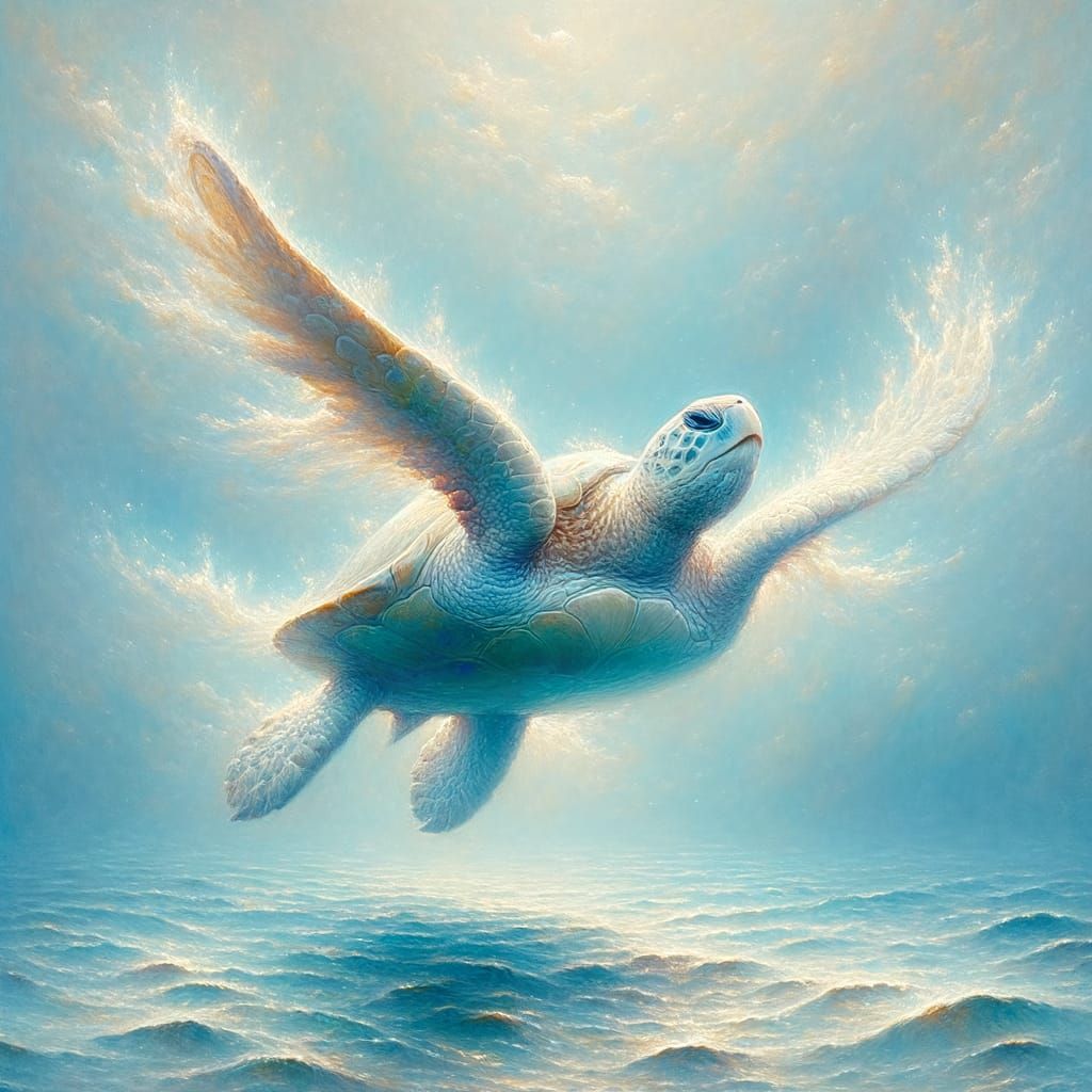 Flying sea turtle. - Dreamy Underwater Turtle Soars in Soft ...