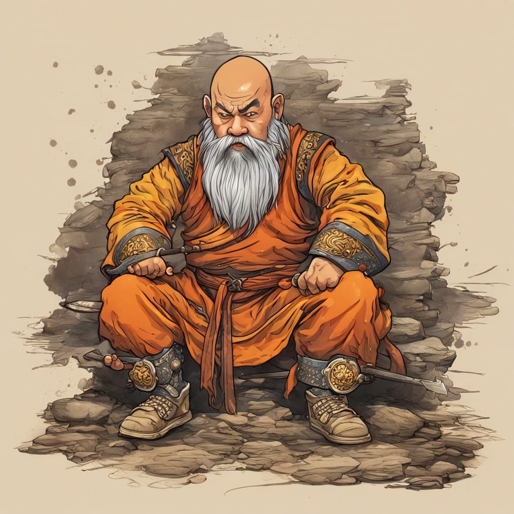Dwarf monk - Mighty Dwarf Warrior in Shaolin Fire Monk Regal...