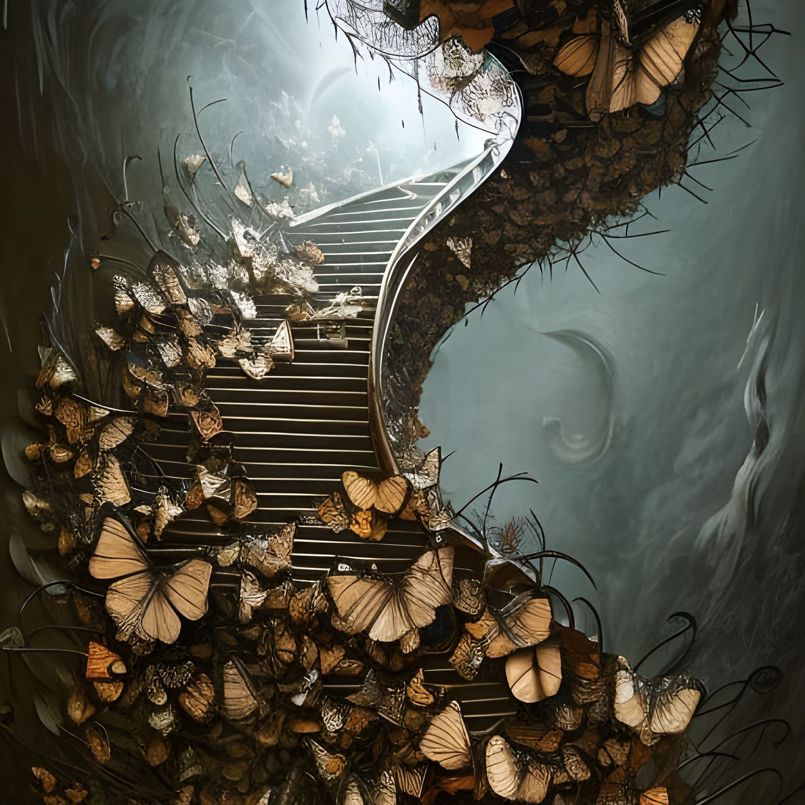 Butterflies and Stairs - AI Generated Artwork - NightCafe Creator