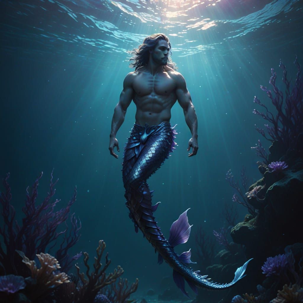 Merman with Hardened scales - Mythical Merman in Dreamy Ocea...