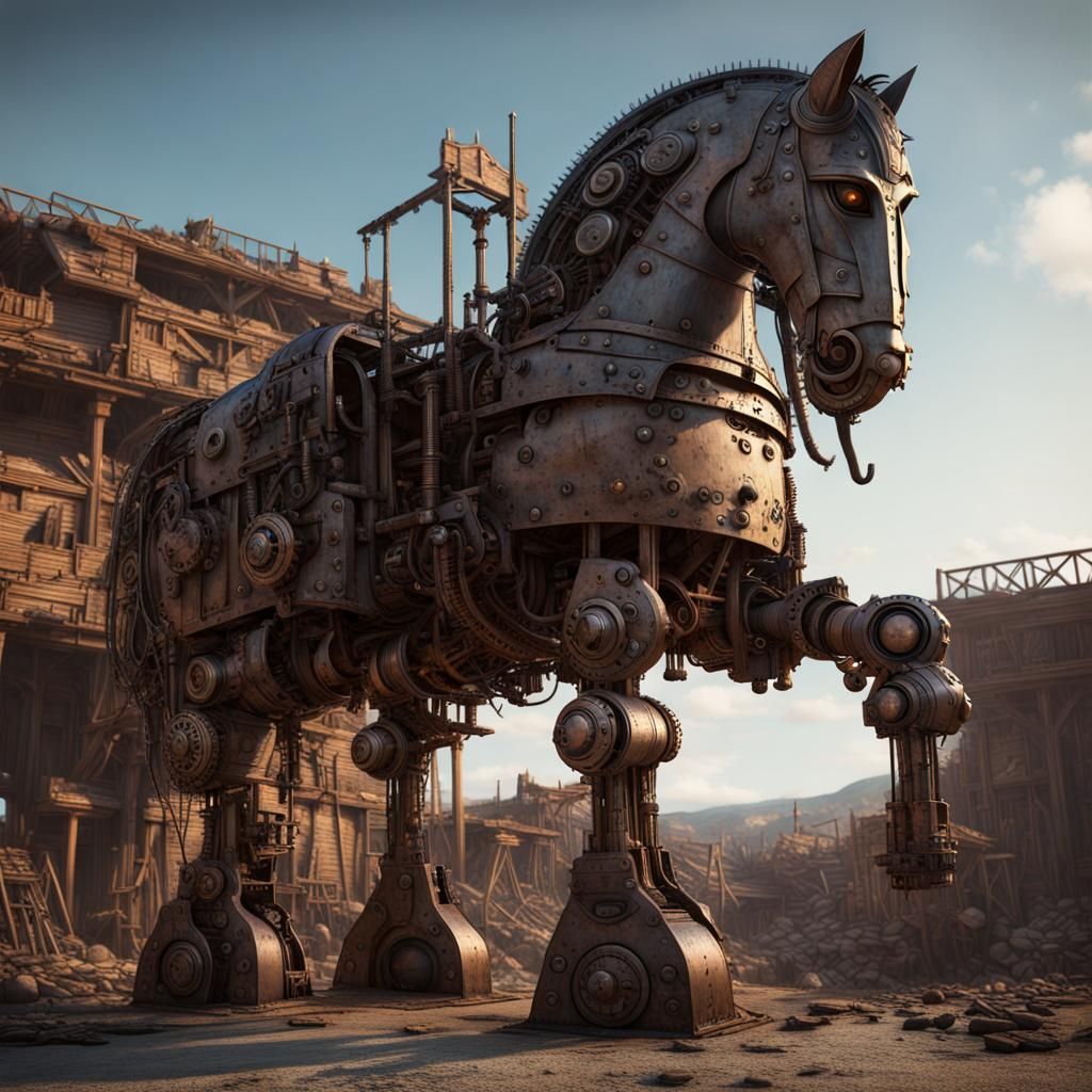 Metal Trojan Horse - AI Generated Artwork - NightCafe Creator