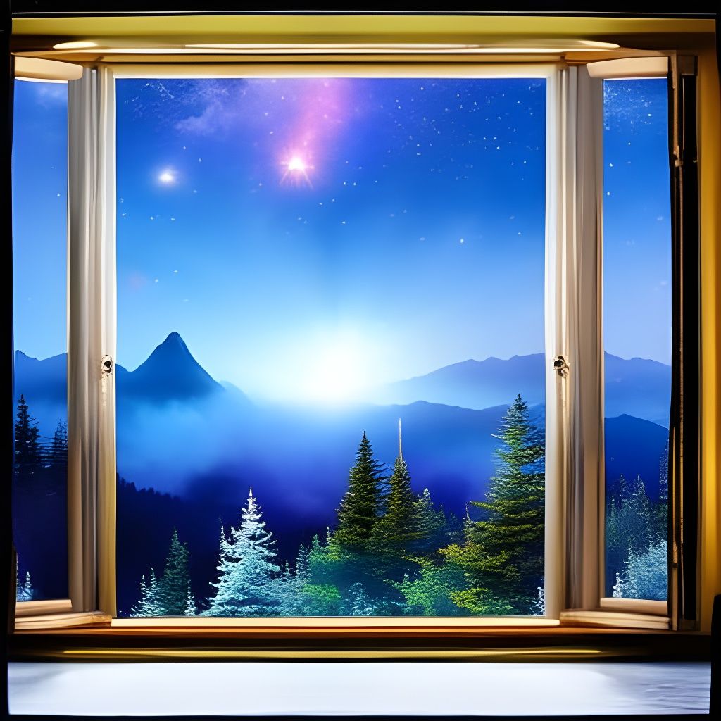 Window view nightsky - AI Generated Artwork - NightCafe Creator