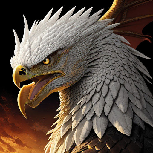Eagle-Dragon Hybrid - Eagle-Dragon Hybrid Portrait in Golden...