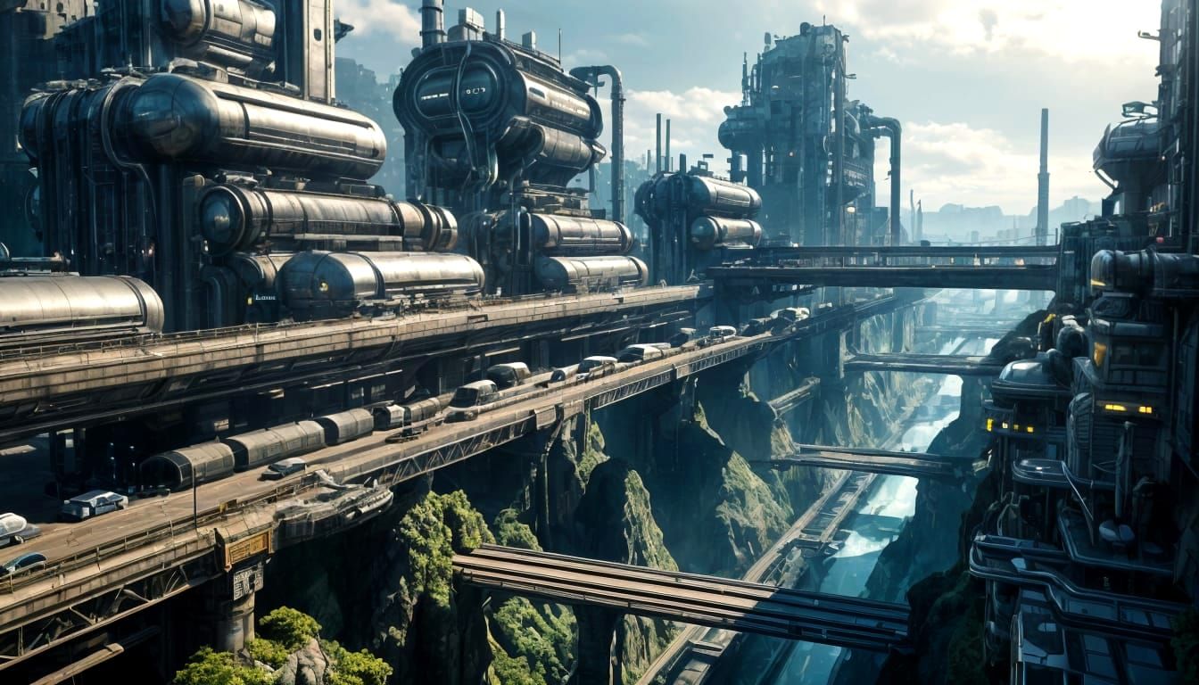 Futuristic Industrial City - AI Generated Artwork - NightCafe Creator