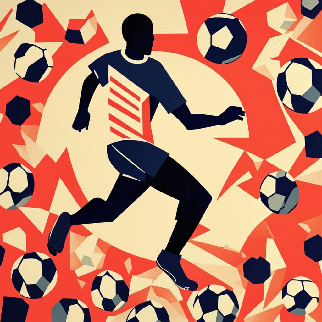 Soccer ball poster propaganda geometry 80's poster style serigraphy ...