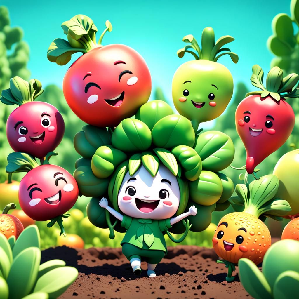 Chibi fruits and vegetables. - AI Generated Artwork - NightCafe Creator