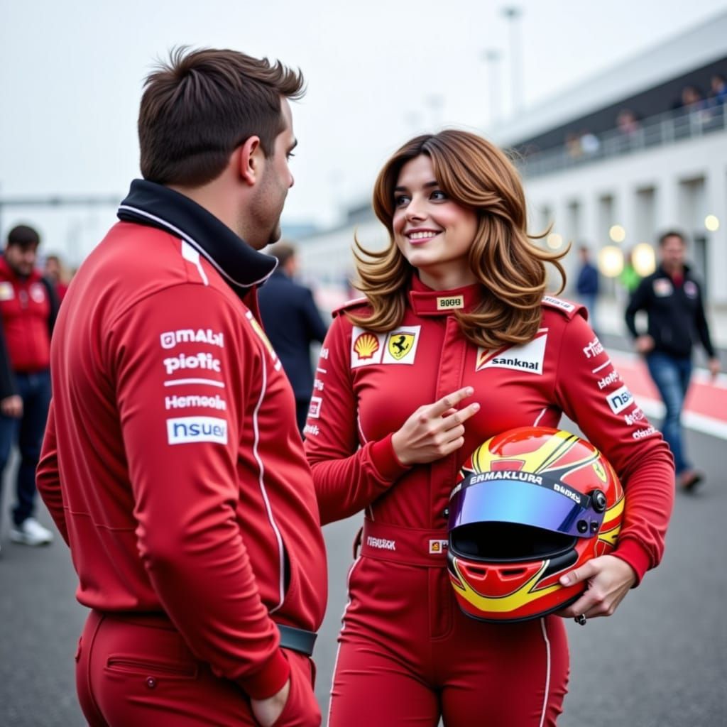 Race Day - Formula Racing Driver Discusses Strategy with Eng...