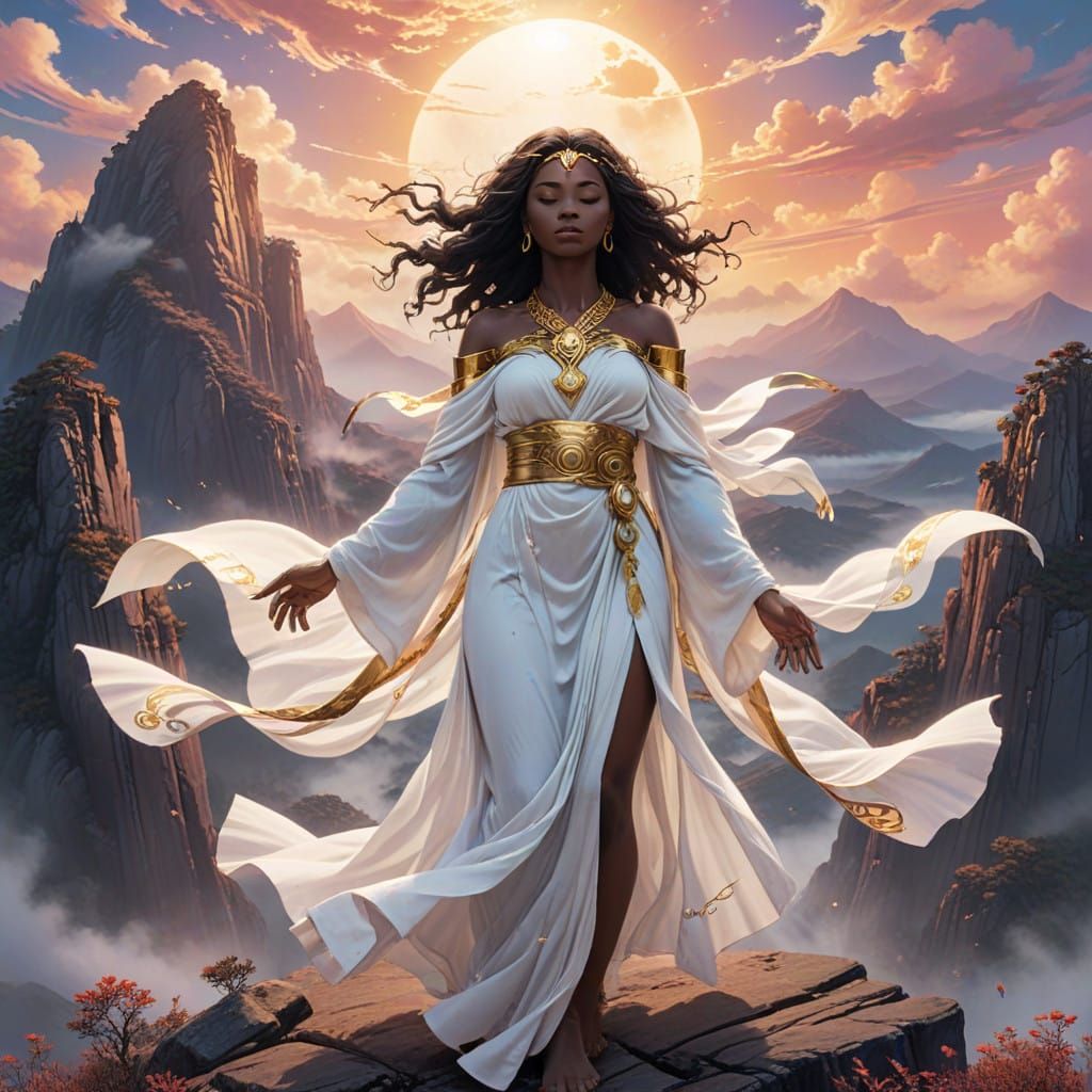 African Reiki Goddess air bender on a mountain- Daily challenge #798 ...