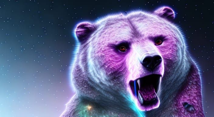 a 3D photo portrait of a space bear in an intricately detailed dooly ...