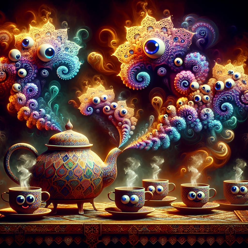 tea-party of cute cup of tea, cute cups of tea with googly eyes witha ...
