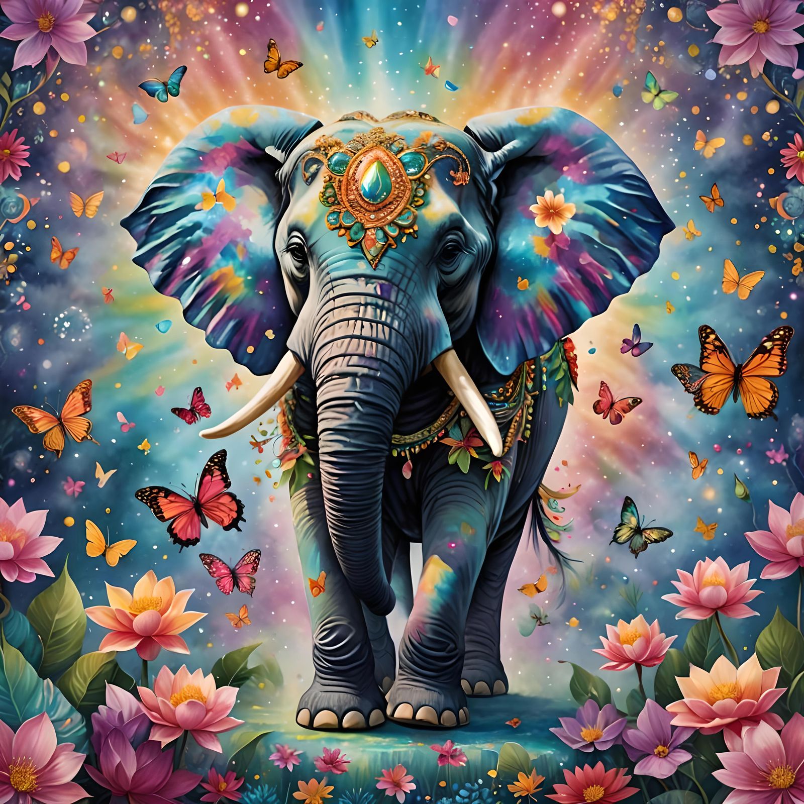 Tie-Dye Elephant - AI Generated Artwork - NightCafe Creator