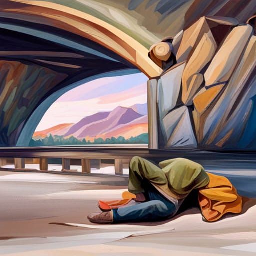 real life depiction of a homeless person sleeping outside under the ...