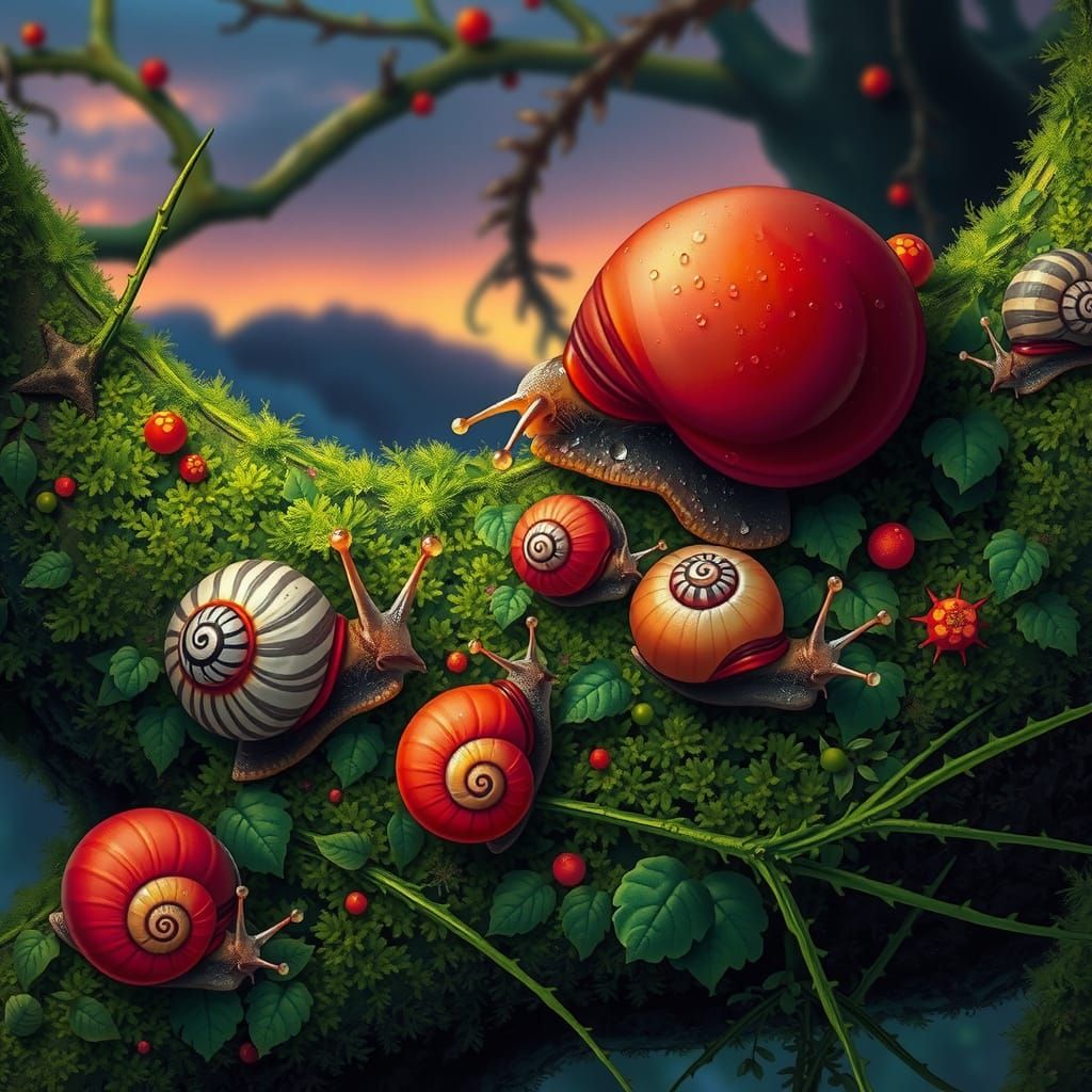 Snails: the red snail / the zebra nerite are magnificent species.