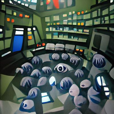 Mind control facility room of a thousand eyes minimalist gouache - AI ...