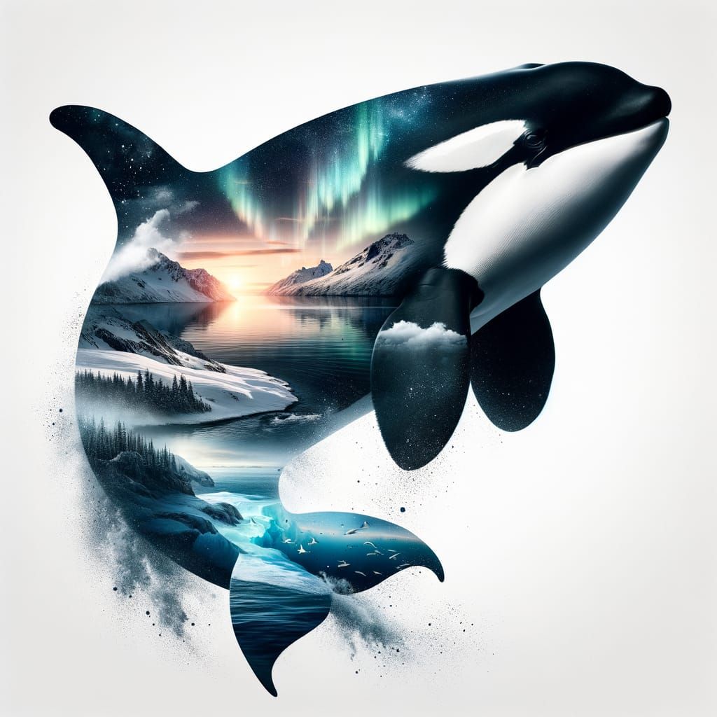 Orca Gaurdian - Majestic Orca Blends with Cosmic Ocean and ...