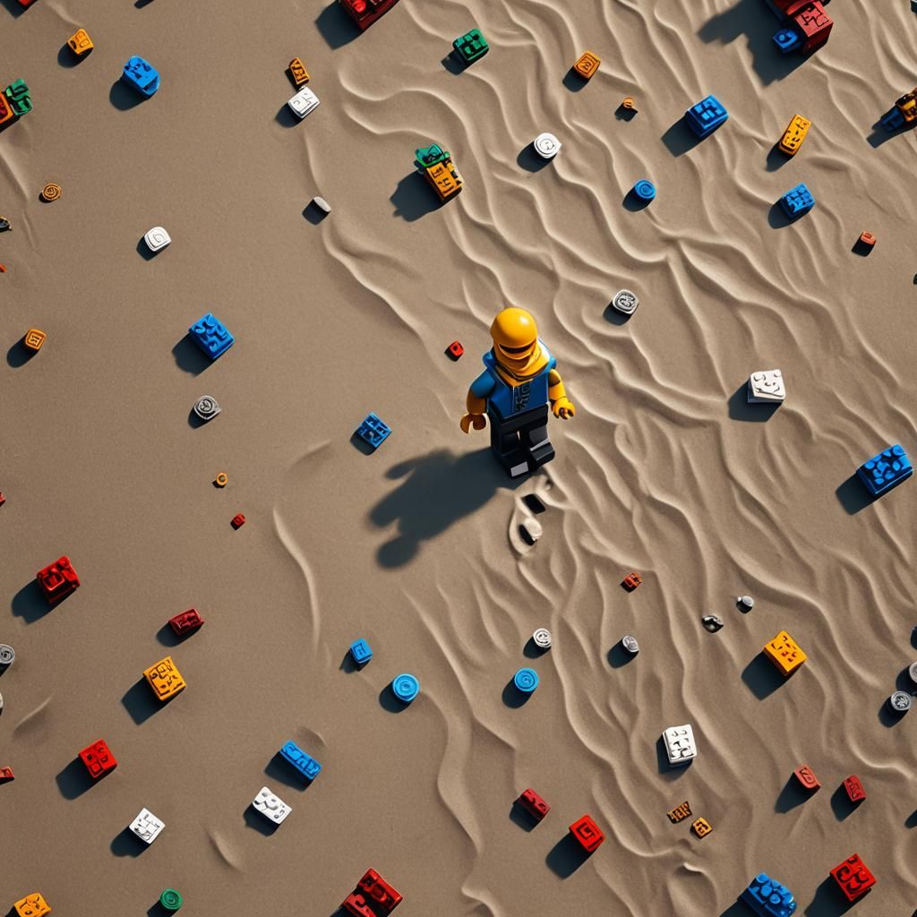 Lego man walking in beach - AI Generated Artwork - NightCafe Creator