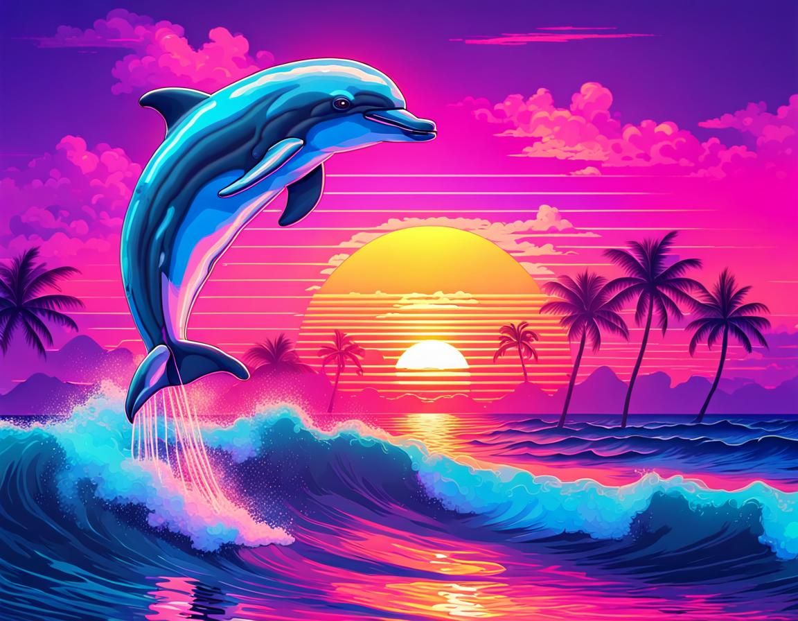 Vaporwave Dolphin - AI Generated Artwork - NightCafe Creator