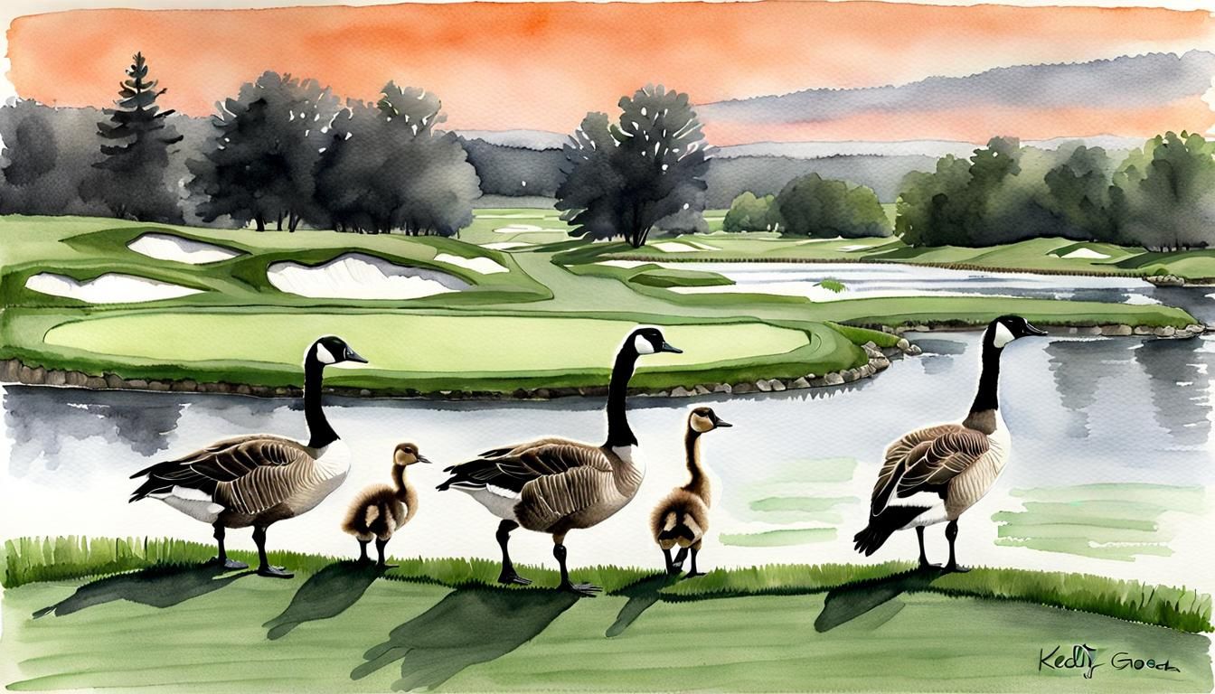 Canada Geese Family on a Golf Course II - AI Generated Artwork ...