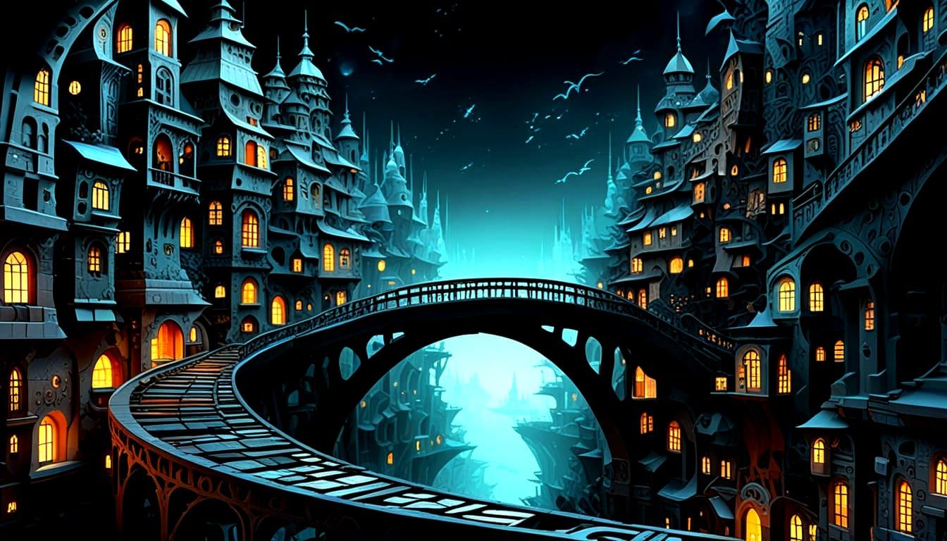 Surreal Cubes Bridges in Vibrant Hyperdetailed Sty... - AI Art