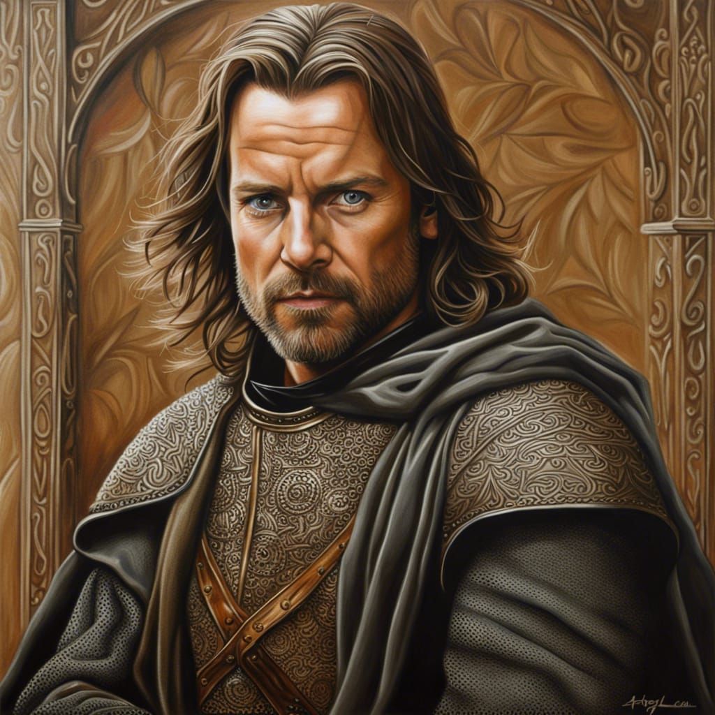 aragorn ewan mcgregor, figurative art, detailed painting, high detail ...